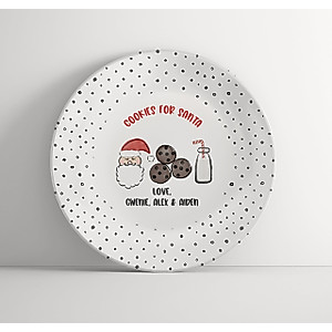 Christmas Personalized Cookies for Santa Plate and Milk Mug Set- Custom Festive Holiday Keepsake - Milk and Cookies