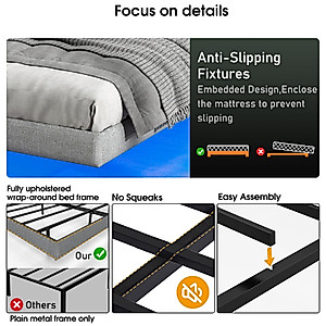 Anyhave 10.6" High Queen Floating Bed Frame Queen Size with LED Lights, Heavy Duty Metal Slats Support, No Box Spring Needed/Noise-Free/Large Under Bed Storage/Easy to Assemble