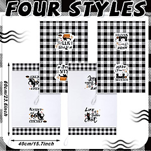 4 Pcs Black Cat Kitchen Towels Funny Dish Towel Decorative Cat Hand Towels Cute Cat Tea Towels Housewarming Gifts for Cat Lover Cat Kitchen Decor