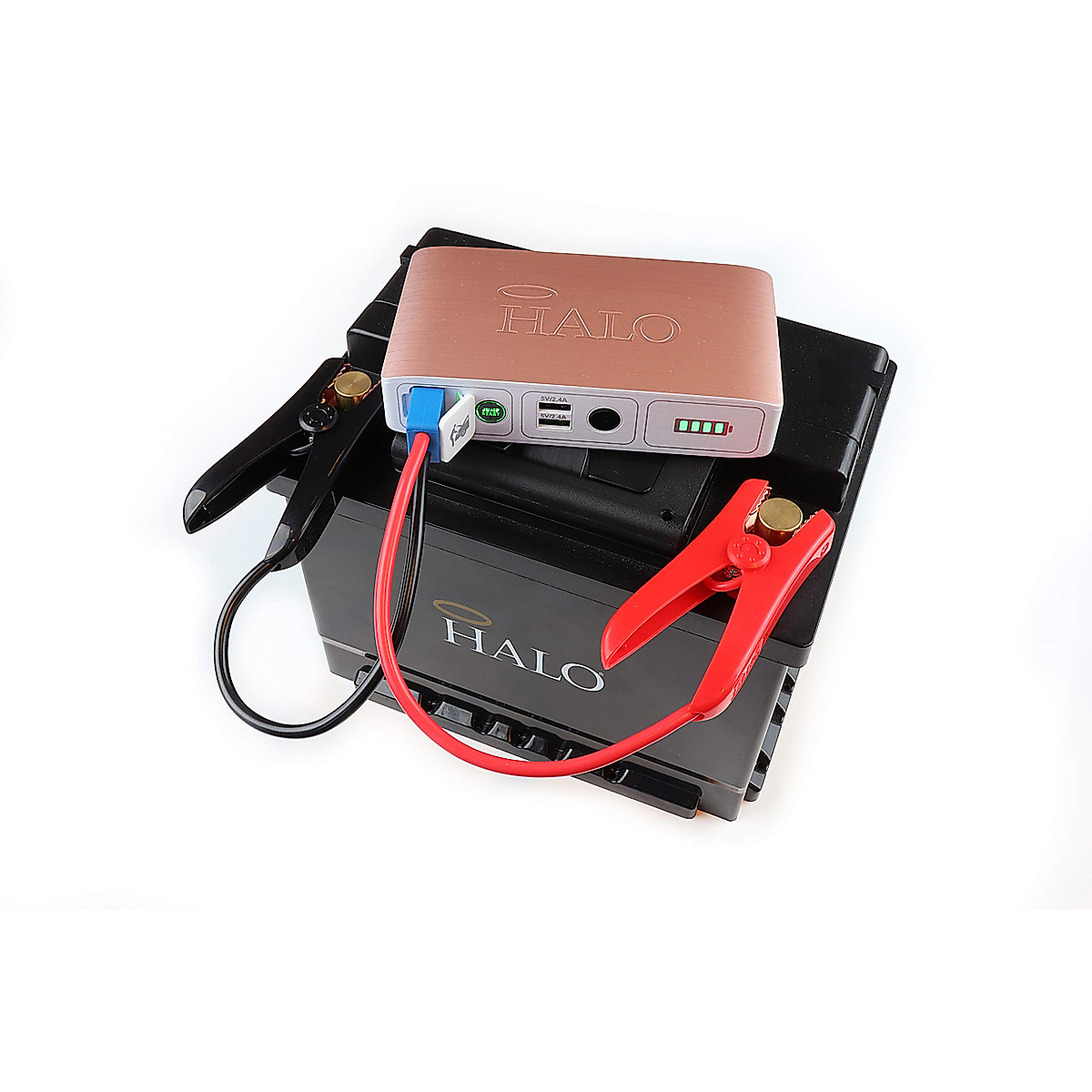 HALO Bolt Compact Portable - Car Battery Jump Starter with 2 USB Ports to Charger Devices, Portable - Rose Gold