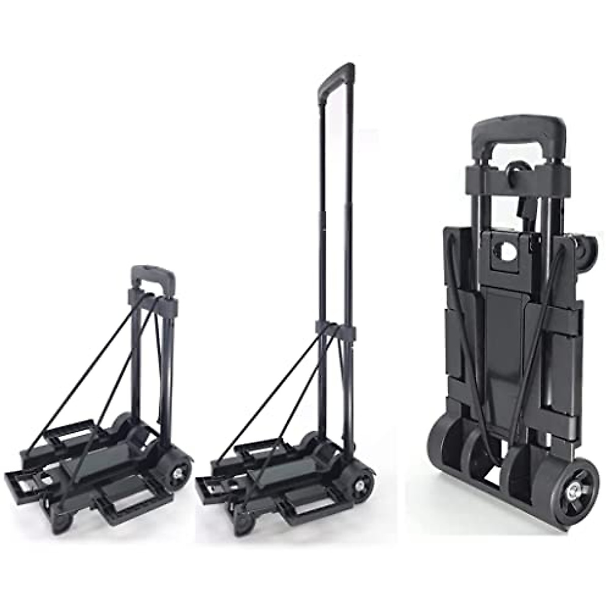 MShop Small Plastic Folding Luggage Cart with 2 Wheels Lightweight Folding Shopping Trolley Mini Luggage Hand Truck for Travel, Moving and Office Use Trolley (LC-01),Black,
