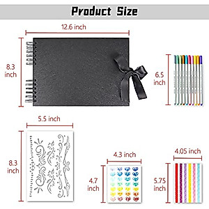 bemece Scrapbook, 12.6 x 8.3 Inch 80 Pages Extra Large Photo Album Craft Paper, Thick DIY Handmade Album Scrapbook for Anniversary, Wedding,Travelling, Baby Shower (Black-Card)