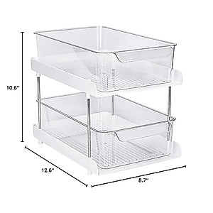 Xicennego Stackable 2-Tier Sliding Storage Drawer, Kitchen Spice Storage Rack, Cosmetic Storage,Under Sink Cabinet Organizer, For Kitchen, Bathroom, Bedroom, Cabinets