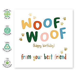 CENTRAL 23 - Woof Woof, Happy Birthday' - Cute Funny Birthday Card from Pet Puppy Dog to Owner - For Him Her Men Women Wife Husband Sister Brother Daughter Son Mom Dad - Comes with Fun Stickers