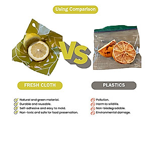 9 Pack Reusable Beeswax Wraps For Food - Zero Waste, Organic Bee wrap for food leftovers, Fruit, Bees wax paper food wrap