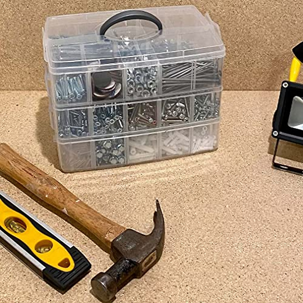 Evelots Storage Box-Clear-Stackable-Snap-30 Slots-Craft/Jewelry/Hardware-3 Trays