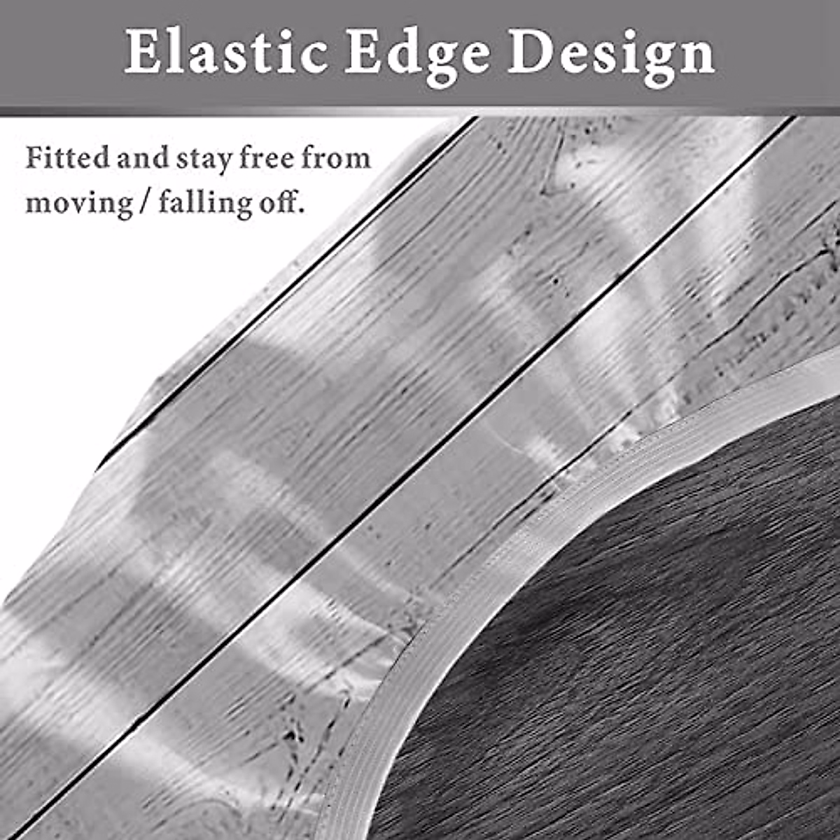 Grey Wood Grain Fitted Tablecloth Oval, 48" X 68" Polyester Elastic Edge Table Cover, Windproof and Wrinkle-Proof Table Cloths Indoor Restaurant Outdoor Terrace Dining Table Decoration Table Cover