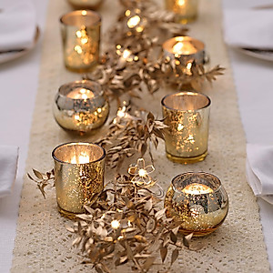 LETINE Gold Votive Candle Holders Set of 36 - Speckled Mercury Gold Glass Candle Holder Bulk - Ideal Candle Jars for Wedding Centerpieces, Party Supplies, Holiday Day Table Decor