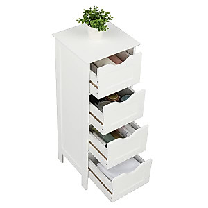 Bathroom Furniture Sets Floor Cabinet for Living Room Kitchen Study Entryway 4 Drawers, Towel Rack