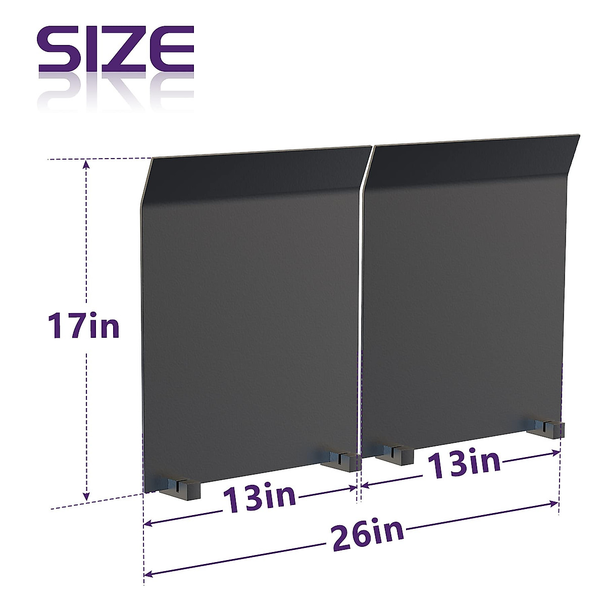 Mxclimate Adjustable Fireback with Support Legs, Heavy Duty Fireplace Wall Protector and Heat and Radiant Reflector, Flexible Reflecting Angle, Fits Firebox Width from 13" to 26", 2 Pack, Black