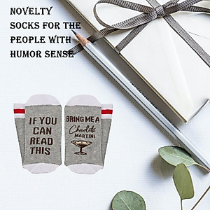 GJTIM 2 Pairs Cocktail Socks If You can Read this Bring Me A Chocolate Cocktail Socks Novelty Gifts for Drinking Lovers