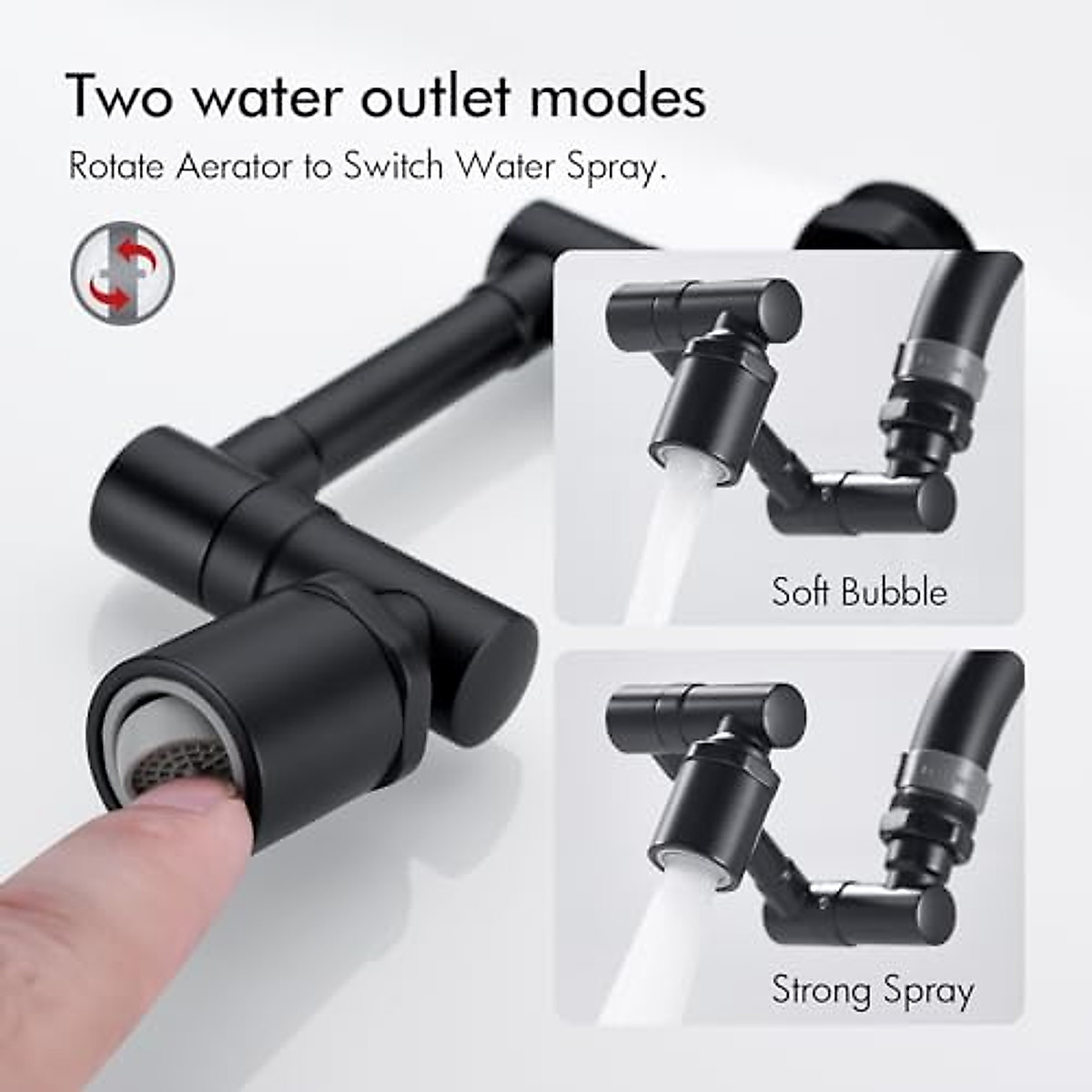 BAGNOLUX 1080° Swivel Faucet Extender for Bathroom Sink, 2 Modes Rotating Faucet Extension Spout, Universal Splash Tap Faucet Aerator Attachment Adapter for kitchen Sink, Robotic Arm Water Nozzle