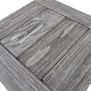 Grey Teak Outdoor Side Table Beach Mid-Century Modern Rectangular Water Resistant Weather