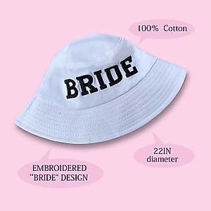 MGupzao 2Pcs White Bride Bucket Hats Beach Bachelorette Party Decorations Bridal Gift Honeymoon Travel Outfit