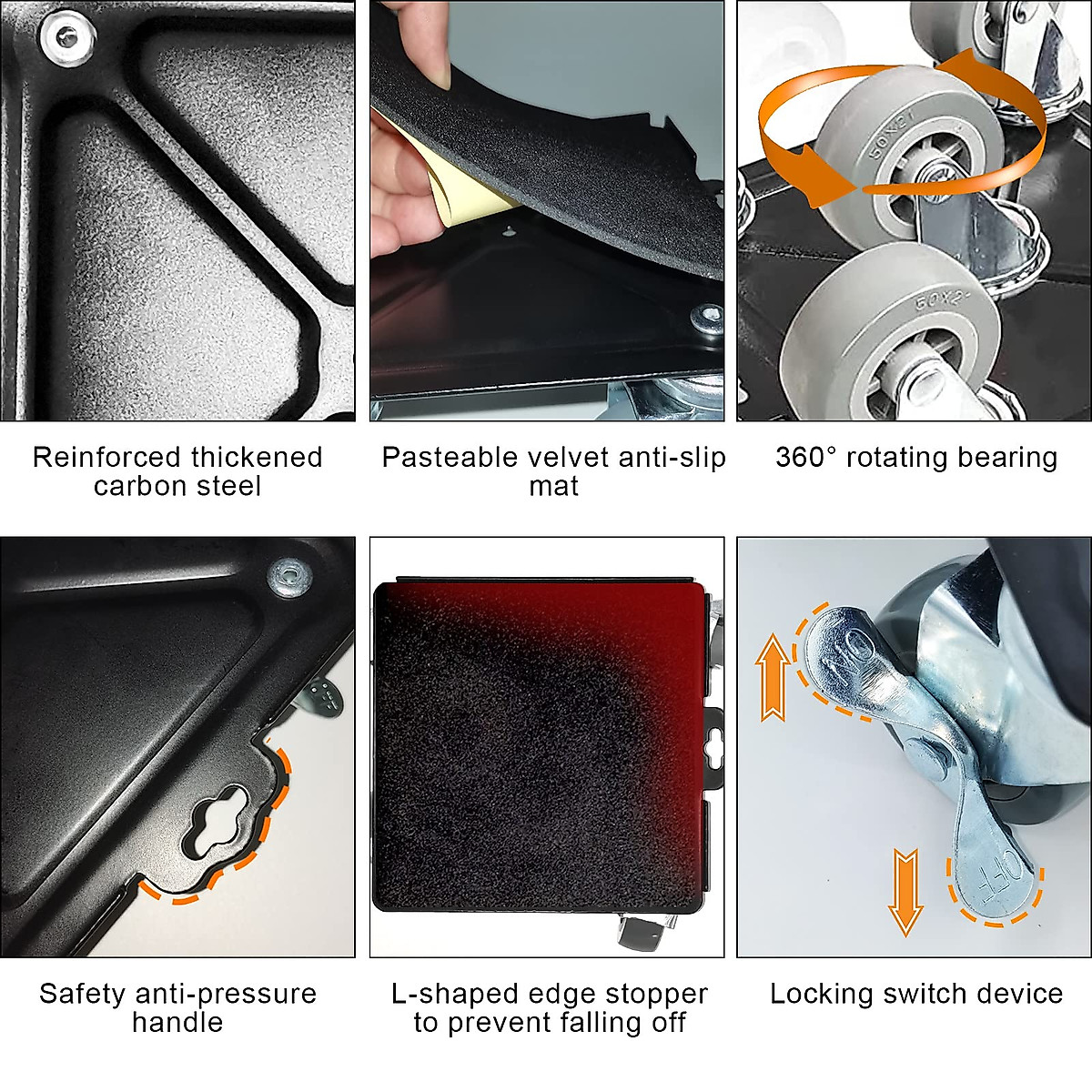 ZFULVO Furniture Dolly 5 Wheels Heavy Duty,Large Size Carbon Steel Panel Furniture Movers,Furniture Lifter with 5 360° Rotatable Rubber Universal Wheels,Maximum Load 1700KG/3747LBS