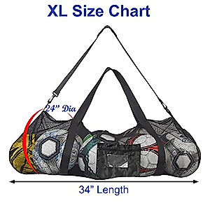 Athllete Extra-Large Heavy-Duty Soccer Ball Bag (34” X 24”) with Comfortable Shoulder Straps - High Capacity Mesh Ball Bag for Sports and Training