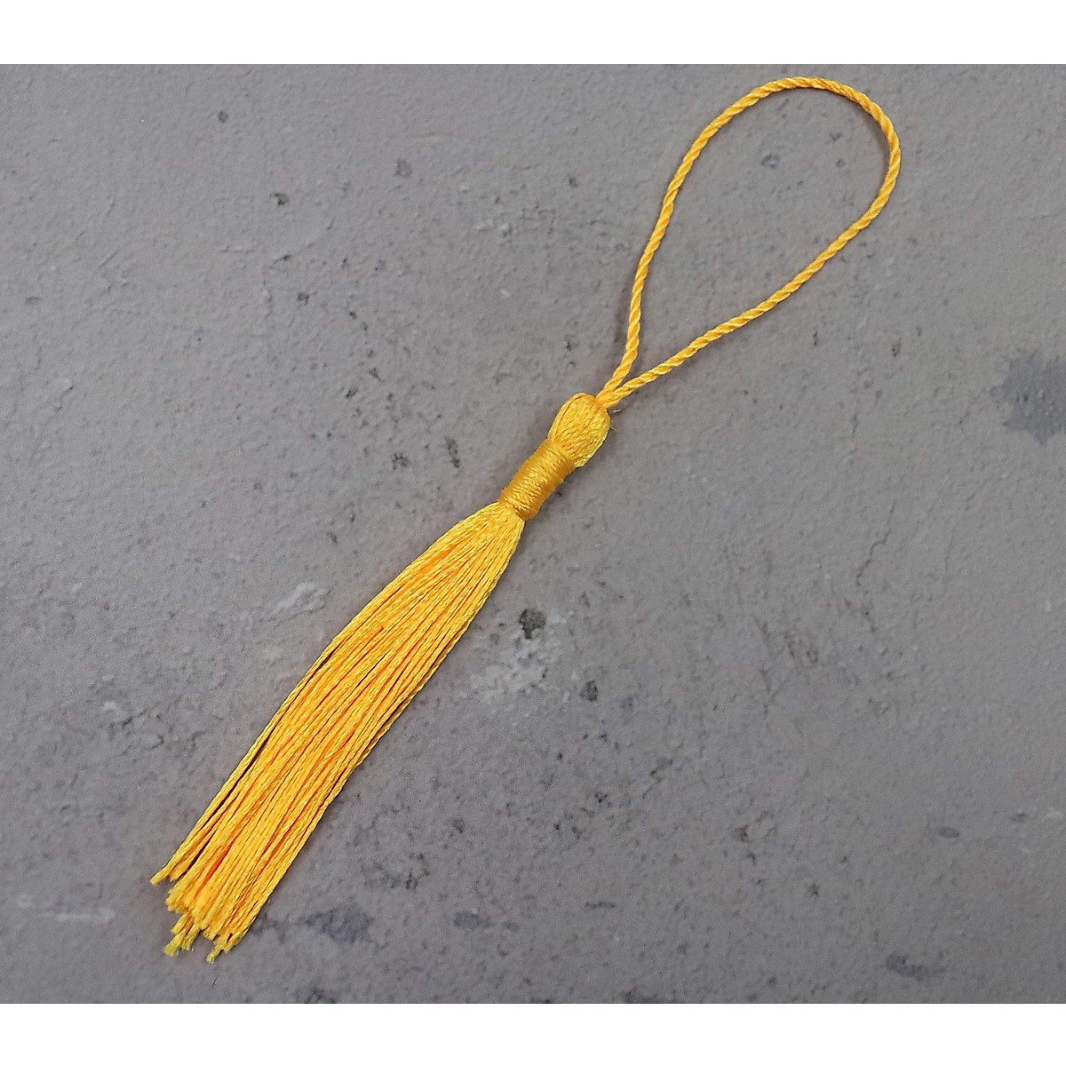 Sowaka 50 Pcs Tassel Silky Soft Mini Floss Handmade Tassels with Loop for Bookmark Jewelry Making Keychain Souvenir DIY Crafting Project Supplies Chinese Knot (Royee Gold)