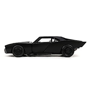 DC Comics 1:24 The Batman Batmobile Die-cast Car w/ 2.75" Batman Figure, Toys for Kids and Adults,Black/Silver
