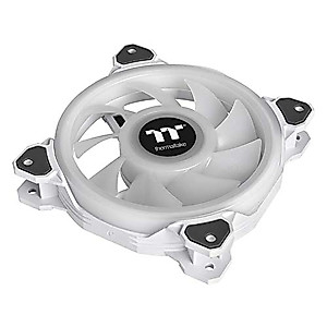 Thermaltake Riing Quad 120mm 16.8 Million RGB Color (Alexa, Razer Chroma) Software Enabled 4 Light Rings 54 Addressable LED 9 Blades Hydraulic Bearing White Case/Radiator Fan, 3 Pack, CL-F100-PL12SW-B