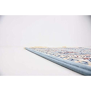 Unique Loom Narenj Collection Classic Traditional Medallion Design Area Rug, 3 ft x 13 ft, Blue/Tan