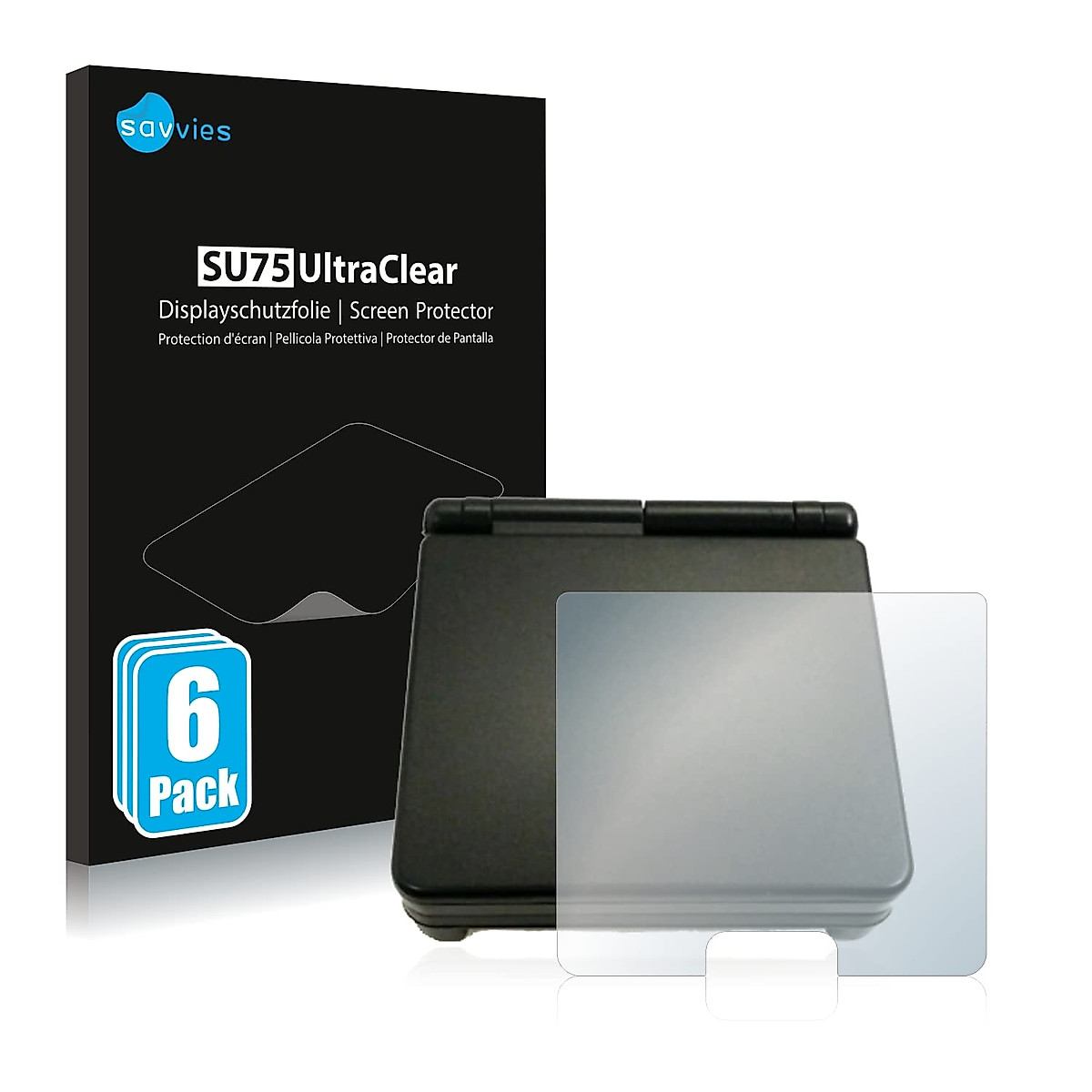 savvies Screen Protector Compatible with Nintendo Gameboy Advance SP (housing) Protection Film Clear 6-Pack