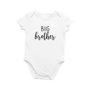 Printique Organic GOTS Certified Baby Onesie Unisex Bodysuit 0-18 months - Big Brother | Family Baby Announcement (Big Brother, 9-12 Months)
