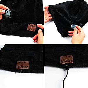 Bluetooth Beanie Hat, Music Hat with Bluetooth Headphones Supports Hands-Free HD Music &Calling Black