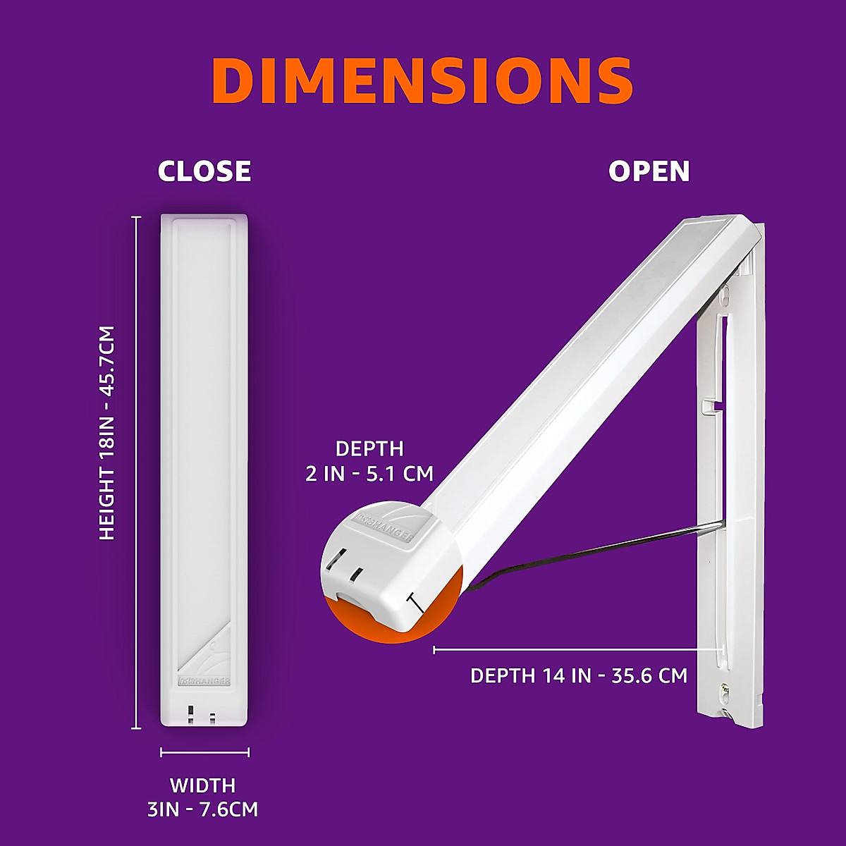 InstaHanger Closet Organizer, The Original Folding Drying Rack, Wall Mount, Includes "Over Door Bracket" For 1 3/8" Thick Doors Only
