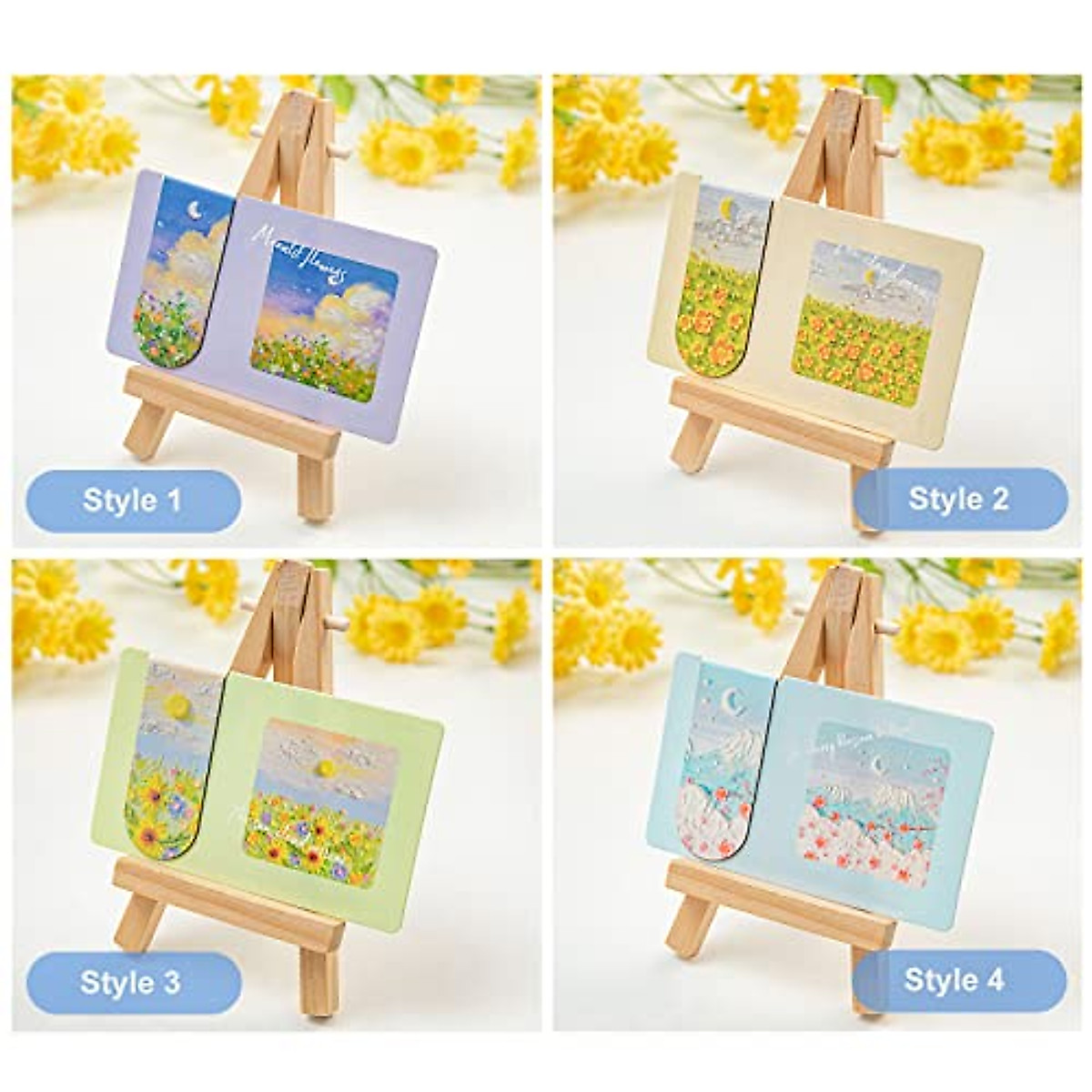 12 PCS Painting Magnetic Bookmarks, Fall Magnet Book Markers with Card, Page Clips Bookmarks for Students Women, Laminated Book Mark for Reading Lovers Girls Teachers School Stationery Gifts