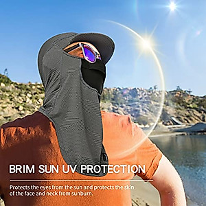 SUNMECI Balaclava Sun Protection Breathable Brim Full Face Mask Cooling Fishing Boating Cycling Sun Mask for Men Women Grey