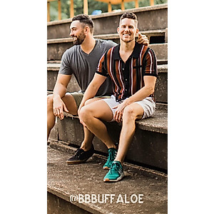 PJ PAUL JONES Mens Casual Short Sleeve Shirt Button Down Knit Stripe Polo Shirt Black M