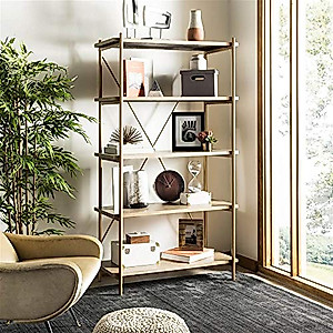 Safavieh Home Collection Rigby 5 Tier Etagere, Rustic Oak/Gold