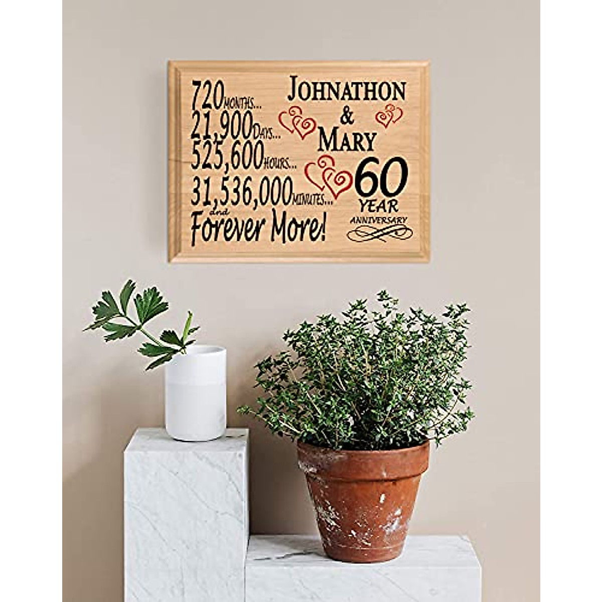 60 Year Anniversary Sign Personalized 60th Anniversary Wedding Gift for Wife Husband Couple Him Her