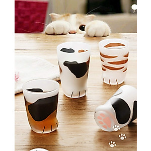 Hyzone Cat Claw Glass, Beer or Drink Cup, Milk, Juice, Frosting Process (Stripe)