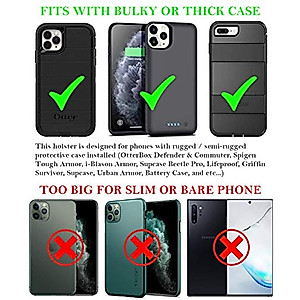 AH Premium Men Leather Belt Pouch Phone Holder Cell Phone Loops Belt Holster Bag, Loop Leather iPhone case for Samsung Galaxy S7 iPhone 6 6S 7 8 X iPhone 11 12 Fits Otterbox Carrying Case (Medium)