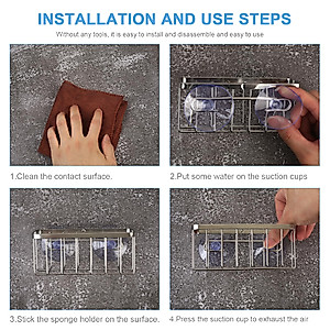 ALAHUGYEF Sponge Holder for Kitchen Sink Sponge Holder, Kitchen Sponge Holder, Dish Sponge Caddy Organizer Holder for Kitchen & Bathroom, Sponges, Scrubbers, Soaps, with Suction Cups, 1 x Sponge