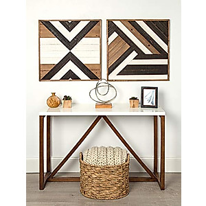 Kate and Laurel Baralt Shiplap Wood Plank Art, Black, White and Rustic Brown