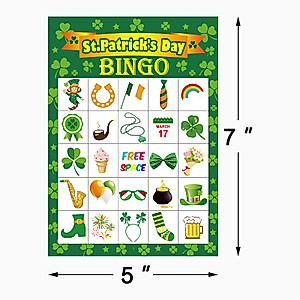 GIANTRUMP St Patricks Day Bingo Game for Boys and Girls, 24 Players St Patricks Day Games for Green Shamrock Party Games St Patricks Party Games Spring Classroom Family Activities