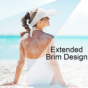 3 Pieces Women Knitted Hats Sun Visor Hat for Women Elastic Sports Hat Empty Top Quick Drying Wide Brim Golf Riding Beach Hiking Hat (Black, White, Gray, 3 Pieces)