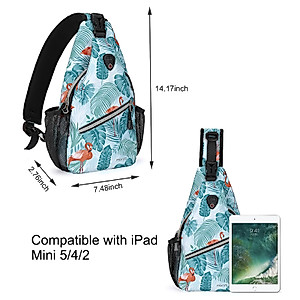 MOSISO Mini Sling Backpack,Small Hiking Daypack Pattern Travel Outdoor Sports Bag, Flamingo
