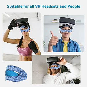 MCOCO Home VR Eye Mask Cover Breathable Sweat Band Adjustable Sizes HMD Padding for VR Workouts Supernatual with Virtual Reality Headsets (3pcs) (Black+Blue+Orange)