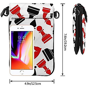 Chess Pattern Women Soft PU Leather Cellphone Purse Wallet Handbag Small Crossbody Shoulder Bag