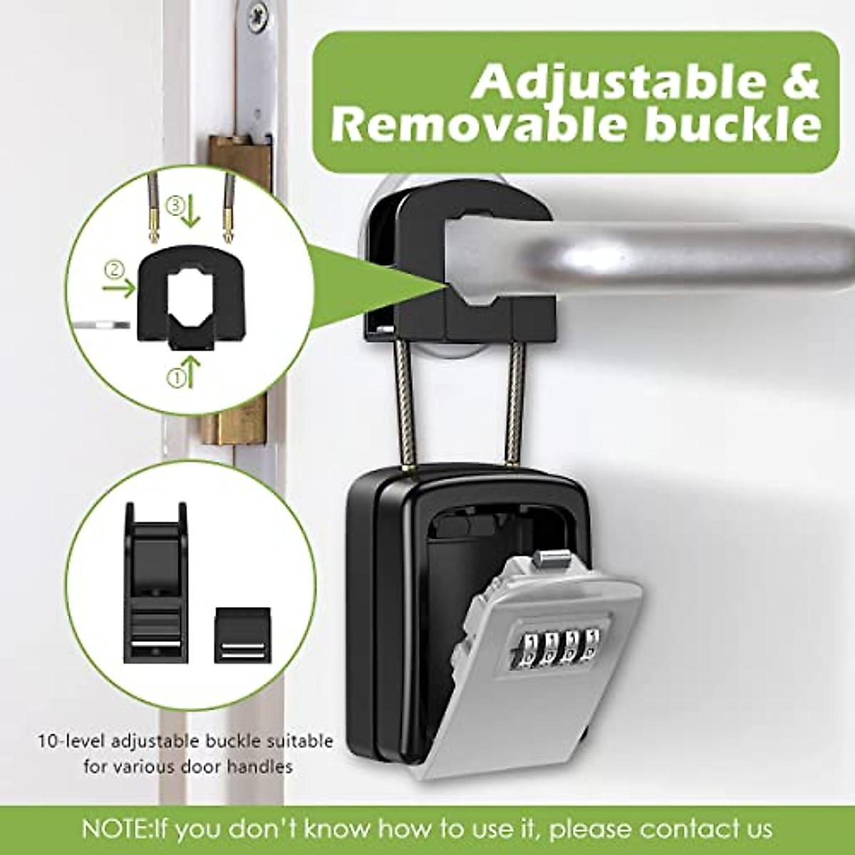 KeeKit Key Lock Box, Upgraded Key Safe Box with Removable Buckle, Resettable Code Key Storage Lock Box Waterproof with 4 Digit Combination, 5 Key Capacity for Home, Warehouse, Indoor & Outdoor