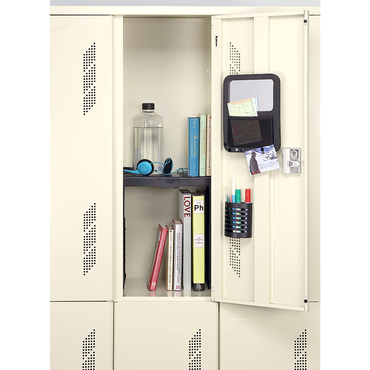 Tools for School Adjustable Locker Shelf Strong ABS Plastic - Width Adjusts from 8"-12.5" & Height Adjusts from 10"-14" - Patented Design - Beware of Cheap IMITATIONS - (Black)