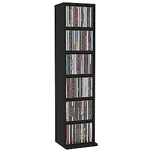 ULUYYUC CD Cabinet,Display shelves Storage cabinet Storage tower Suitable for living room,study,living room,kitchen,entryway,bathroom Black 8.3"x7.9"x34.6" Engineered Wood