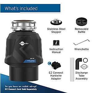 InSinkErator Power .75HP, 3/4 HP Garbage Disposal, Power Series EZ Connect Continuous Feed Food Waste Disposer, Black