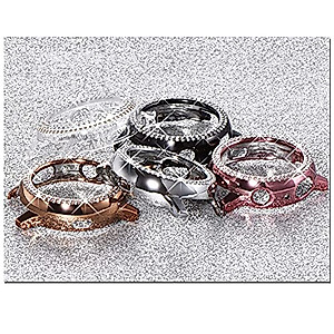 Surace Galaxy Watch Active 2 Case 40mm, Bling Frame Protective Case Compatible for Samsung Galaxy Watch Active 2 (3 Packs, Black/Silver/Clear)-40mm