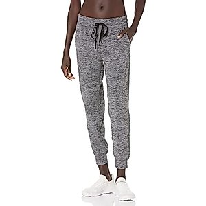 Amazon Essentials Women's Brushed Tech Stretch Jogger Pant (Available in Plus Size), Dark Grey Space Dye, Large