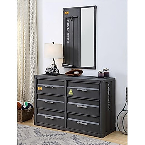 Acme Cargo Container Style Rectangular 6-Drawer Dresser in Gunmetal Metal