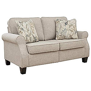 Signature Design by Ashley Alessio Modern Transitional Loveseat with Pillows, Beige